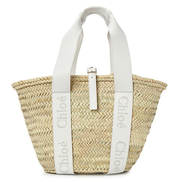 Chloe | Bags | Chloe Raffia Woven Tote Bag Beige White | Poshmark